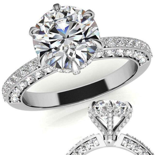 'Cora' 3 Carat Cushion Cut Moissanite Hidden Halo Ring - Diamonite ...