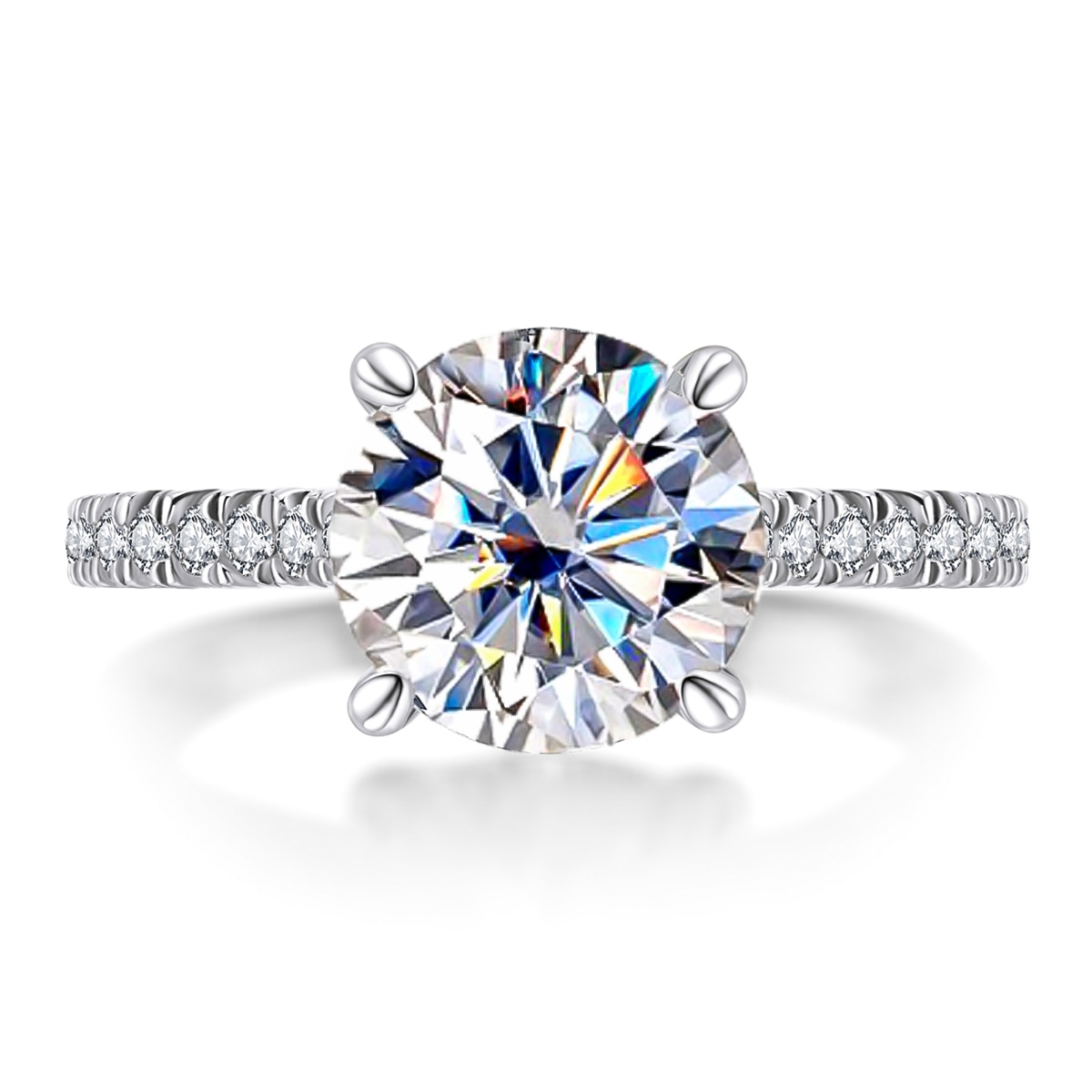 'Moxie' 3 Or 4 Carat 4 Prong Modern Round Moissanite Ring - Diamonite ...