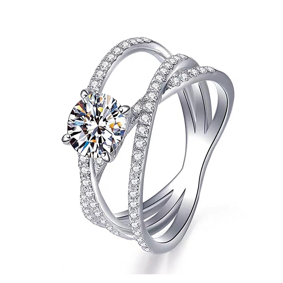 'Freyda' 0.5 Or 1 Carat Moissanite Free Form Engagement Ring ...