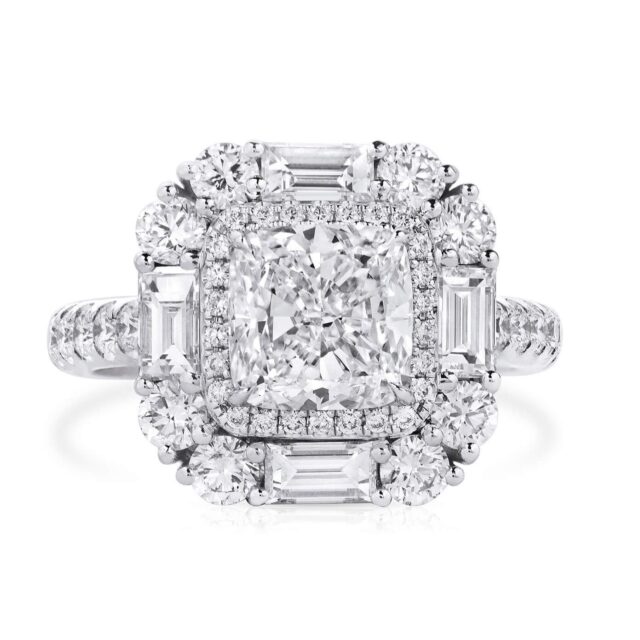 'Cora' 3 Carat Cushion Cut Moissanite Hidden Halo Ring - Diamonite ...