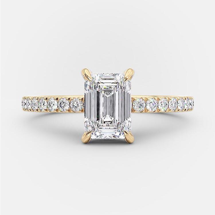 'Émabelle' 1 Or 2 Carat Emerald Cut Moissanite Hidden Halo Ring ...